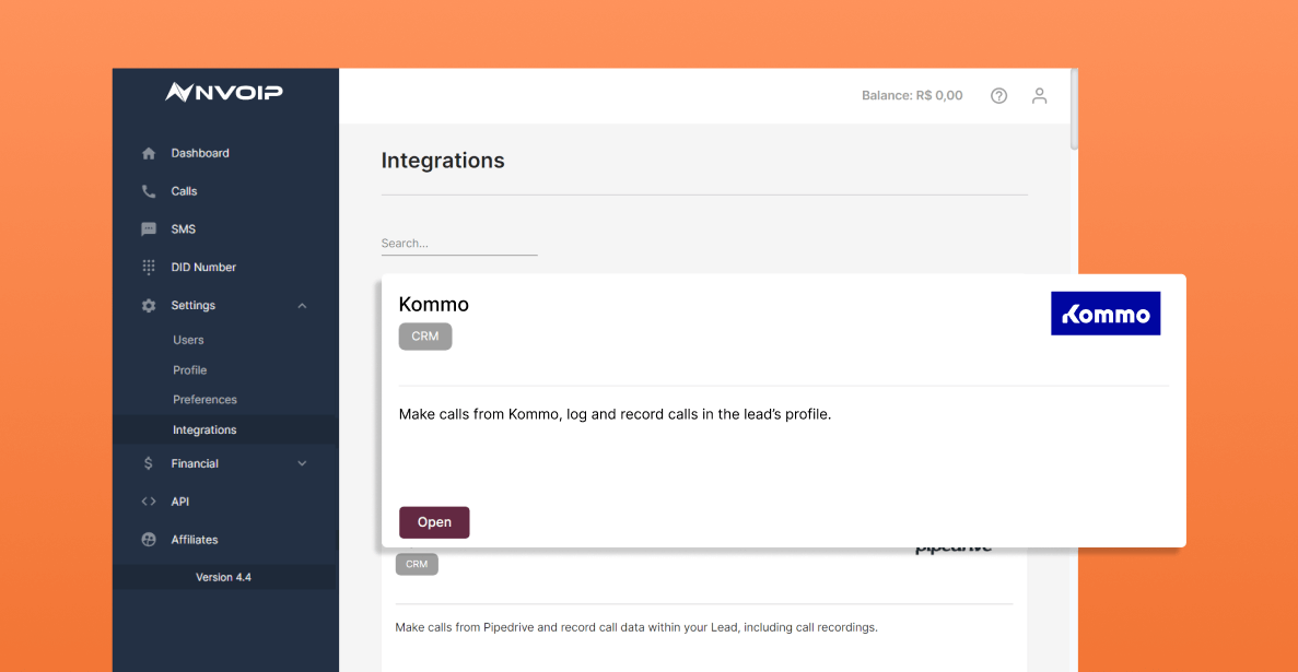 Nvoip — Kommo (formerly amoCRM)