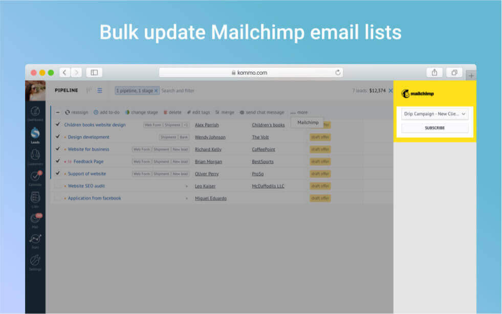 Mailchimp integration — Kommo (formerly amoCRM)